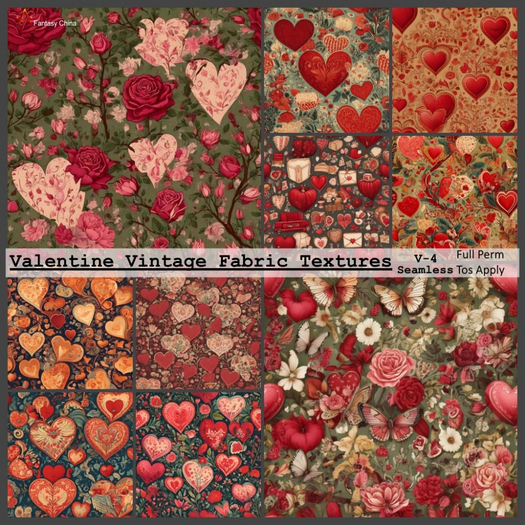 Second Life Marketplace - Valentine Vintage Fabric Textures v-4